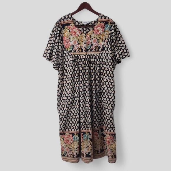 Phases | Dresses | Vintage Phases Mumu House Dress 3x Black Floral ...